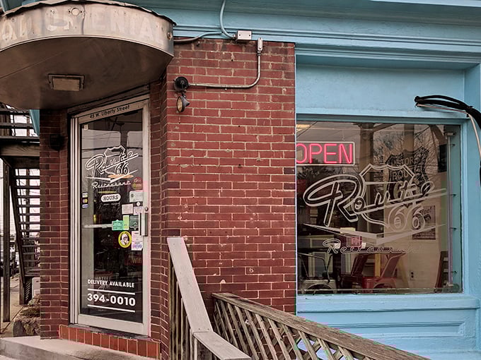 The unassuming entrance to flavor paradise. Like finding a secret door to the past, complete with that glowing "OPEN" sign of hope.