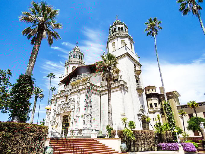 Casa Grande's twin bell towers reach skyward like architectural exclamation points, announcing that yes, someone really did build a Mediterranean palace in California.
