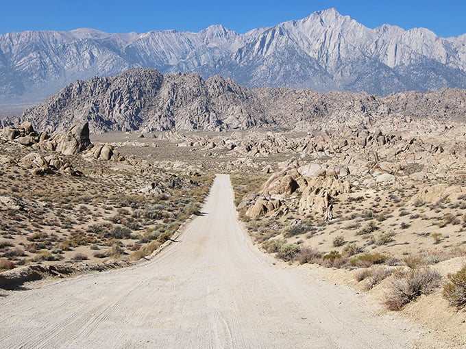 The road less traveled leads to the most spectacular views. Movie Road stretches toward the majestic Sierra Nevada mountains like nature's red carpet.