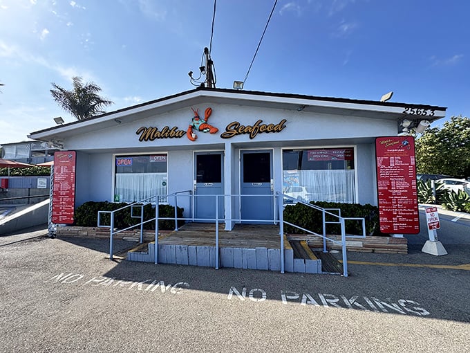 The unassuming white building with that iconic red lobster sign—California's version of "X marks the treasure spot."