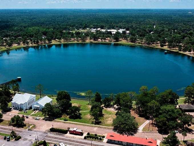 Mother Nature clearly had her drafting compass out when she created this perfectly round lake masterpiece.