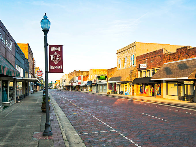 Dawn breaks gently over Minden's downtown, painting the brick streets with golden light. A peaceful start to another affordable day in paradise.