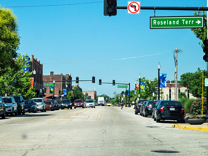 Manchester Road stretches before you like a promise – Maplewood's main artery offers small-town charm with big-city convenience just minutes from St. Louis.