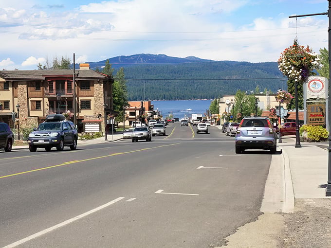 Downtown McCall welcomes you with that perfect small-town charm, where the street leads your eye straight to the shimmering Payette Lake. Mountain paradise found!