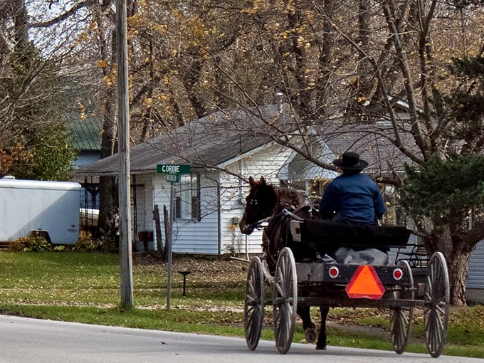 A glimpse into another era – horse and buggy transportation isn't a tourist attraction here, but a genuine way of life that's survived the digital revolution.