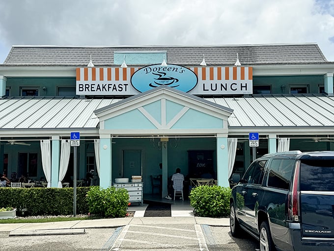 That turquoise and orange striped exterior isn't just decoration – it's a breakfast beacon calling hungry souls home.