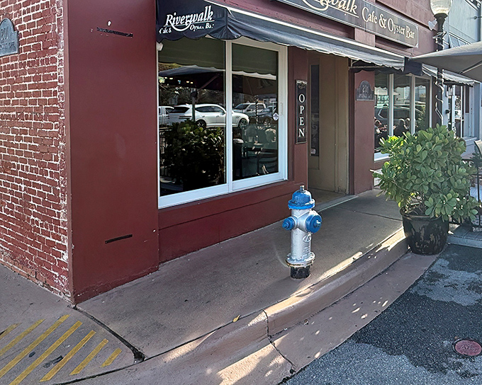 The unassuming storefront of Riverwalk Cafe & Oyster Bar proves once again that culinary treasures often hide behind the most modest facades.