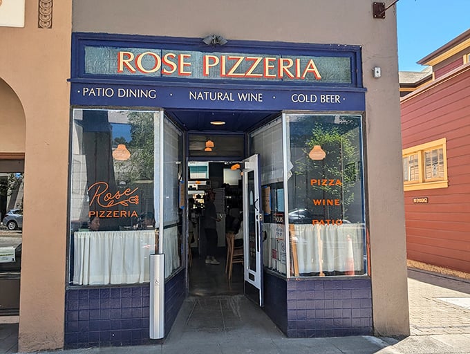 The unassuming blue storefront of Rose Pizzeria beckons like a secret handshake among pizza aficionados. Berkeley's hidden gem awaits.