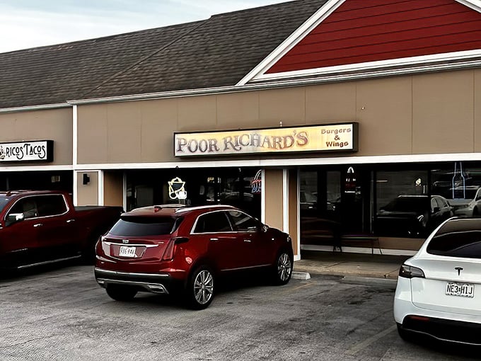 The unassuming storefront of Poor Richard's in Fenton hides culinary treasures within, like finding a diamond in a strip mall setting.
