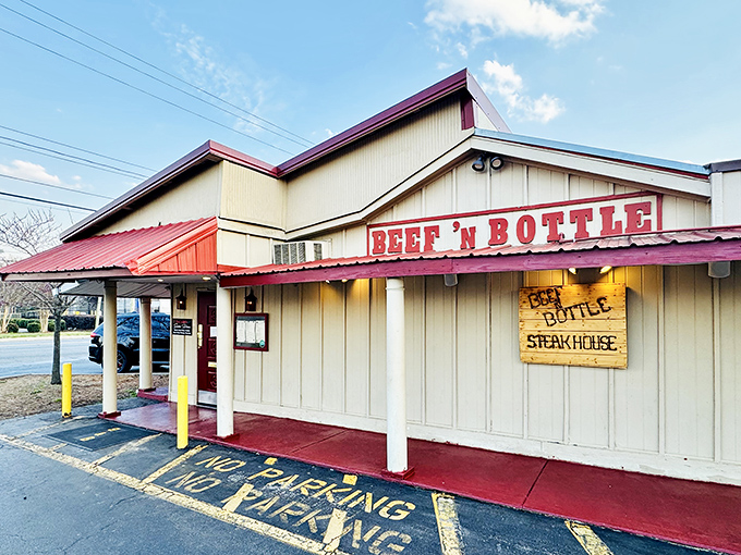 Don't let the humble exterior fool you—this unassuming building houses some of Charlotte's most legendary steaks. Culinary treasures often hide in plain sight.