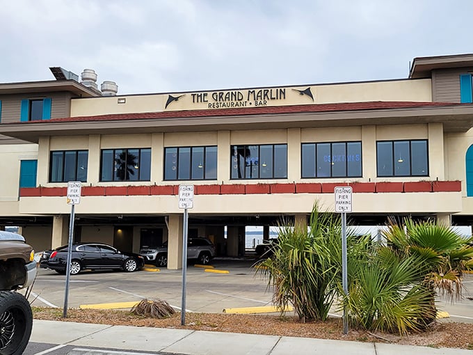 The Grand Marlin stands ready like a culinary lighthouse, guiding hungry souls to seafood salvation.