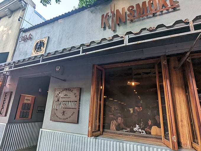KINSmoke's rustic façade stands proudly in Healdsburg, where wine country meets smoke country in a delicious cultural collision that just makes sense.