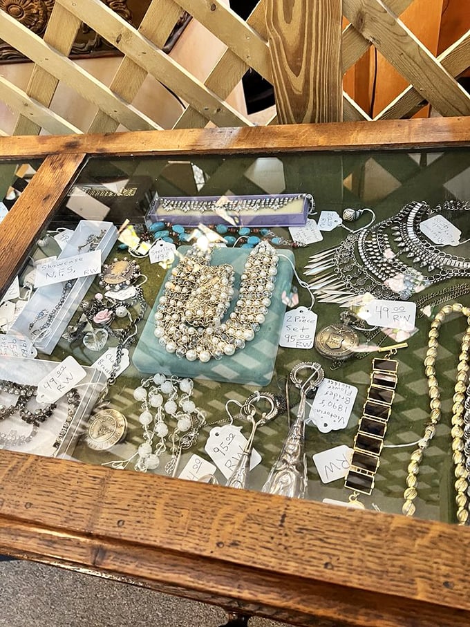 Pearls, pendants, and possibilities—this jewelry case holds accessories that witnessed decades of special occasions and everyday elegance.