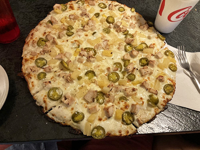Creamy alfredo base with jalapeños creates that perfect "comfort food with a kick" combination that makes Midwestern fusion cuisine secretly brilliant.