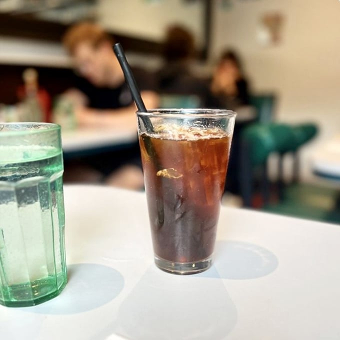 The humble iced coffee – Portland's unofficial city beverage – served in a glass that lets you appreciate its deep amber hues.