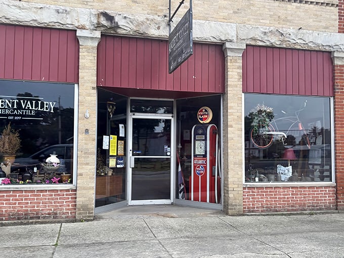 Ancient Valley Mercantile welcomes shoppers with vintage gas pump nostalgia – where "fill 'er up" might now refer to your shopping basket instead.
