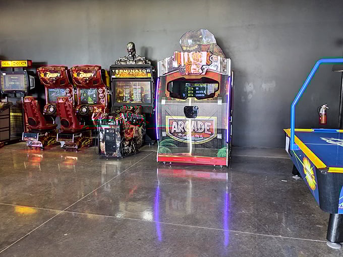 The arcade area stands ready for when shopping fatigue hits and you need to release frustration by virtually racing cars instead of navigating crowded aisles.