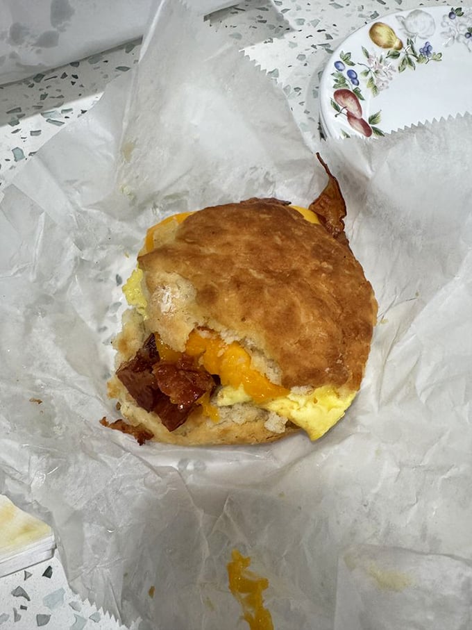 Simple pleasures done right – bacon, egg and cheese on a biscuit might be breakfast 101, but Sunrise turns this classic into a master class.