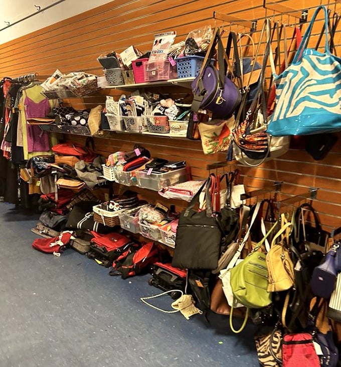 Handbag heaven or purse purgatory? Either way, these accessories await their next adventure with surprising patience and dignity.