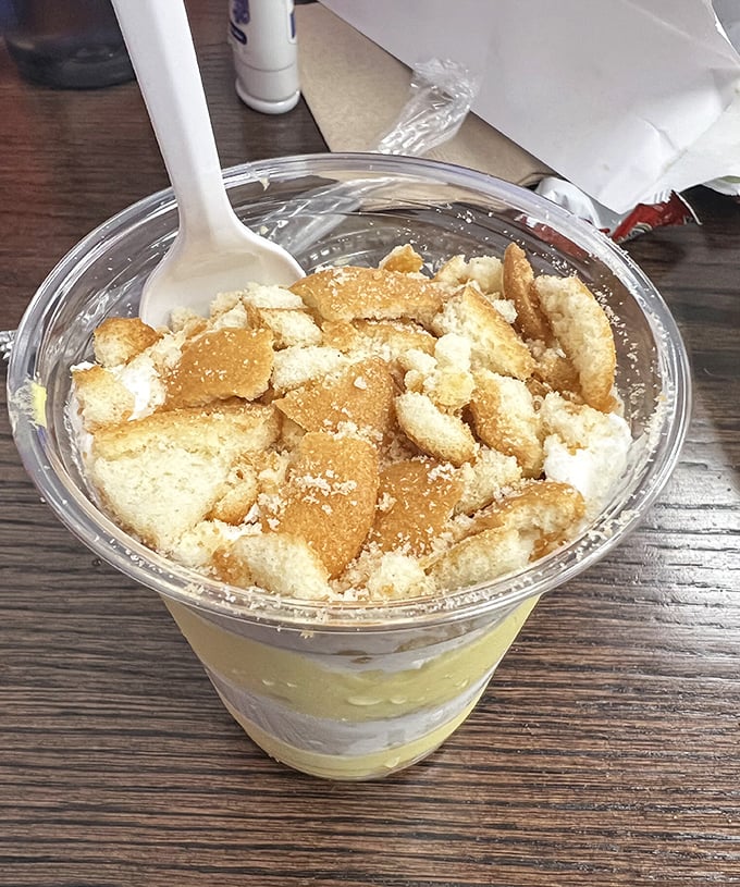Banana pudding: the unexpected dessert finale to your cheesesteak symphony. Creamy, sweet layers punctuated with cookie crumbles—the perfect encore.