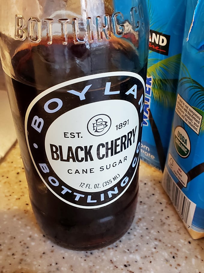 The unsung hero of sandwich accompaniments—a cold Boylan's Black Cherry soda. The fizzy companion your hoagie has been waiting for.
