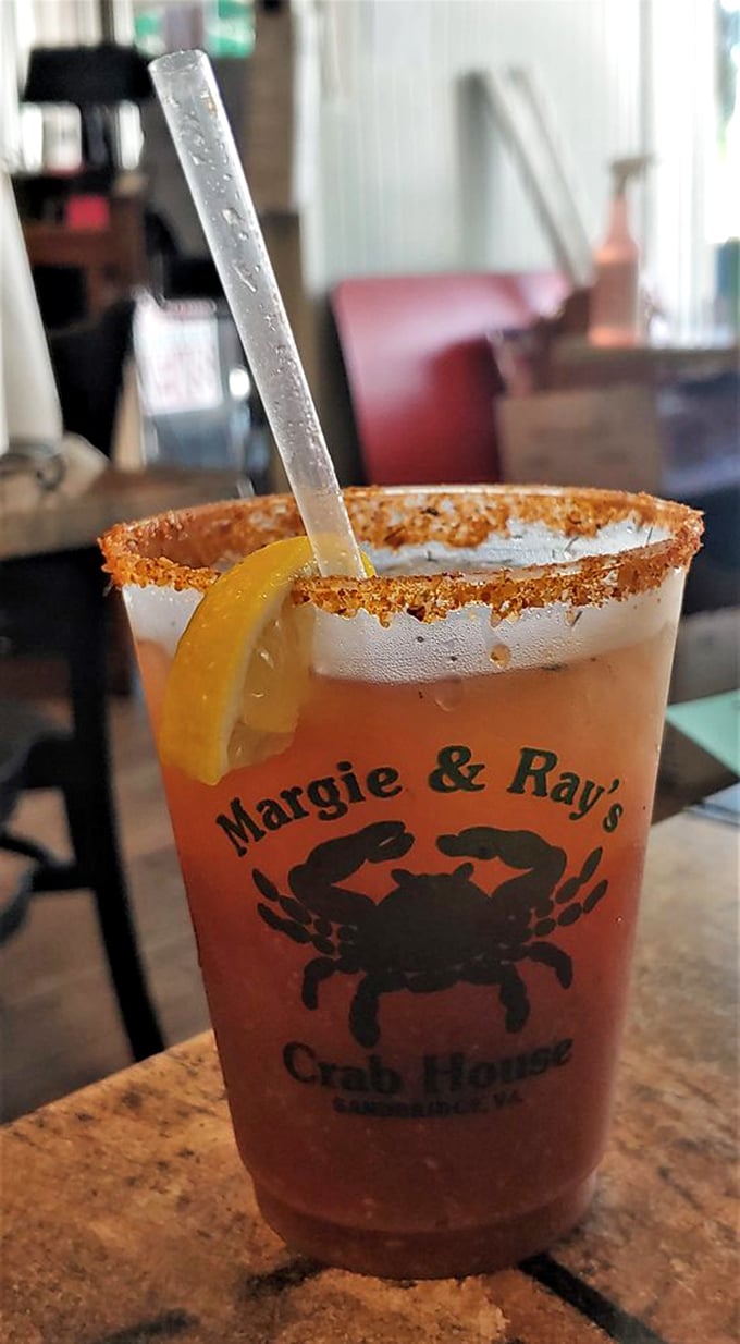 Their Bloody Mary comes with a spiced rim and attitude – the perfect companion while waiting for your main event of Chesapeake Bay's finest offerings.