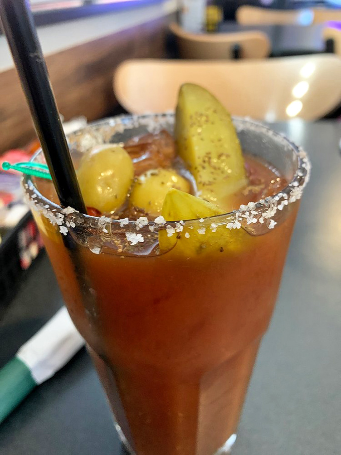 This Bloody Mary isn't just a cocktail—it's a spicy, pickle-garnished work of art that makes brunch official.