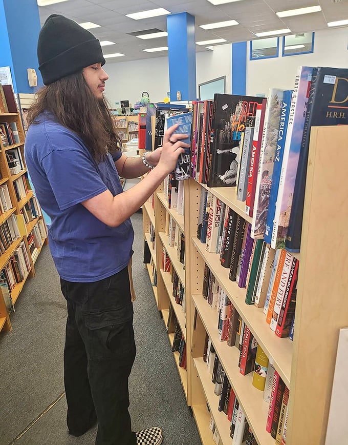 Browsing the book section feels like a literary treasure hunt, where patient explorers are rewarded with unexpected literary companions.