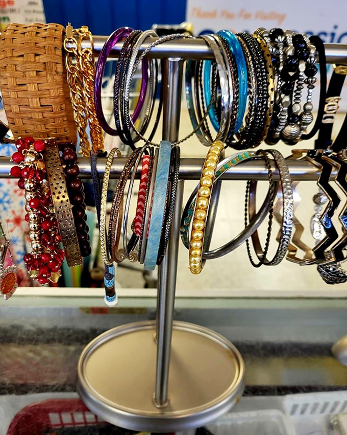 Jewelry displays sparkle with possibilities, offering affordable ways to add glamour to any outfit or occasion.