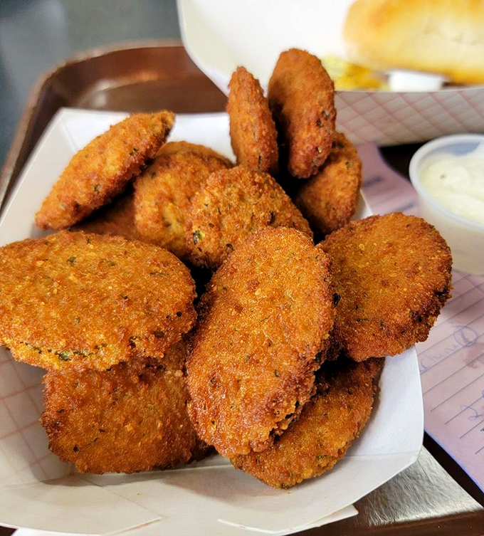 Breaded zucchini coins—crispy on the outside, tender within. The ultimate vegetable transformation story.