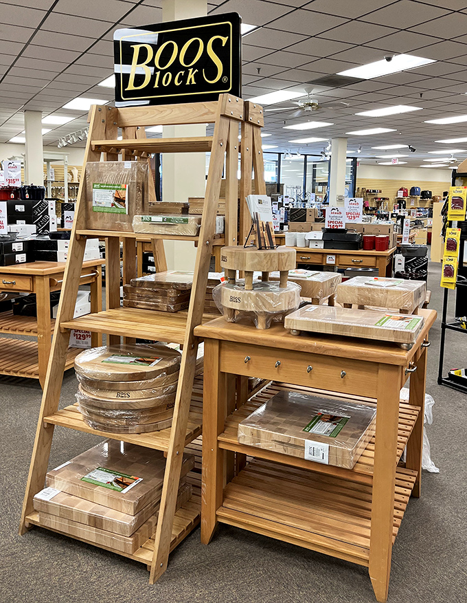 Boos Blocks cutting boards arranged like fine art—because at a certain age, quality kitchen tools become more exciting than new shoes.