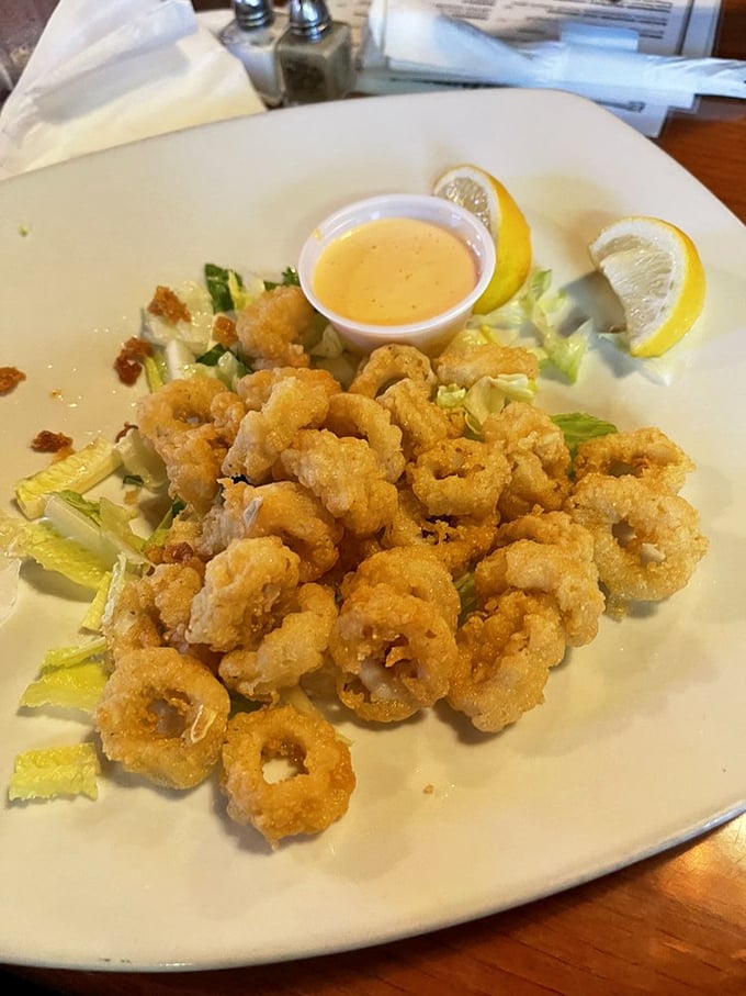 Crispy calamari that doesn't require the workout your jaw gets at lesser establishments. Tender, golden, and ready for its close-up.
