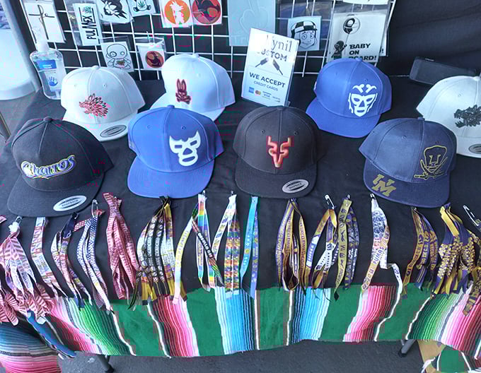 Lucha libre masks and baseball caps—headwear that lets you be a superhero on Monday and a sports fan by the weekend.