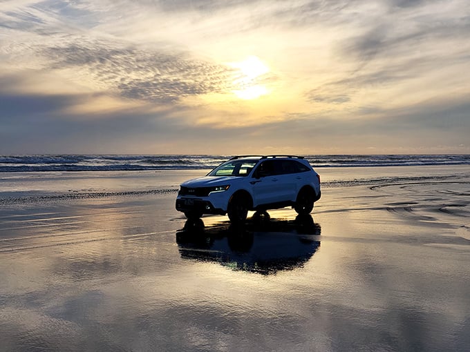 Four-wheel freedom – Oregon's beach driving tradition creates postcard moments where your vehicle becomes part of the seascape.