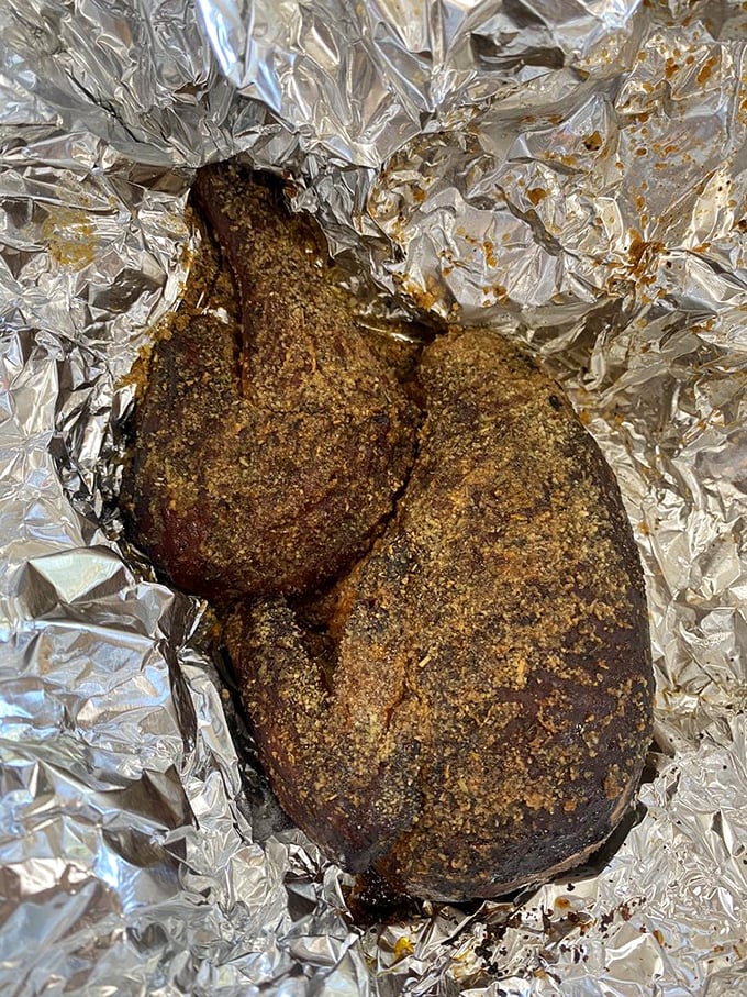 Meat in foil—the barbecue equivalent of unwrapping a present you already know you're going to love. The anticipation is half the pleasure.