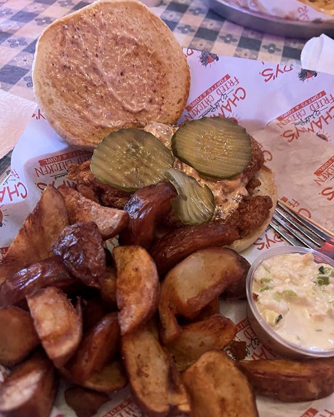 Crispy chicken, tangy pickles, and that special sauce—this sandwich doesn't need fancy ingredients to achieve greatness, just honest Southern know-how.