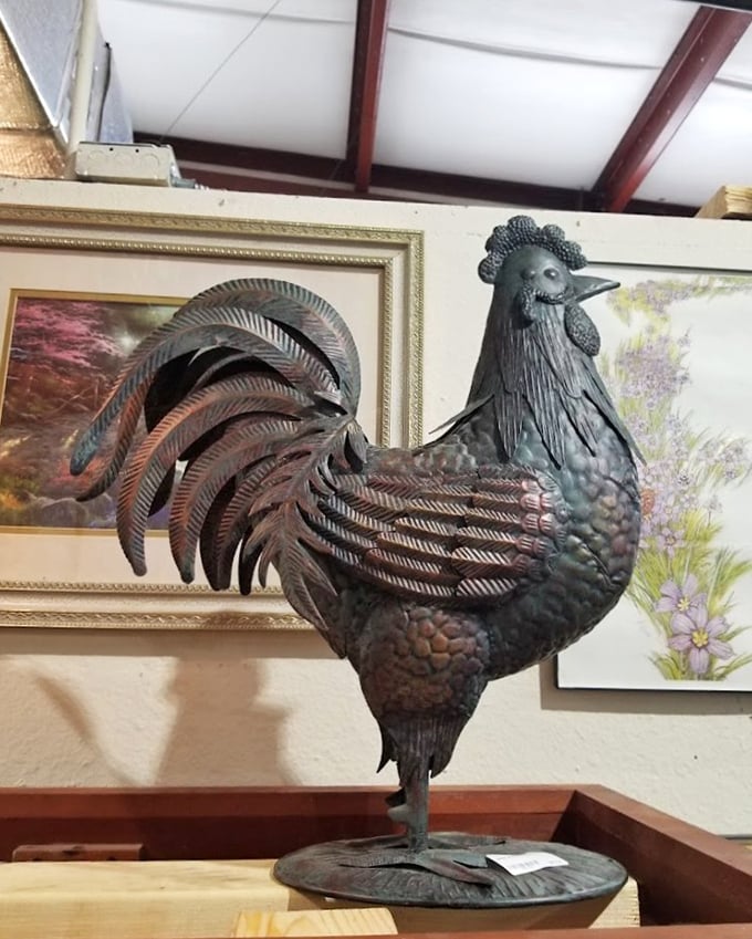 This magnificent metal rooster isn't just farmhouse chic—he's the unofficial mascot of early risers and kitchen decor enthusiasts everywhere.