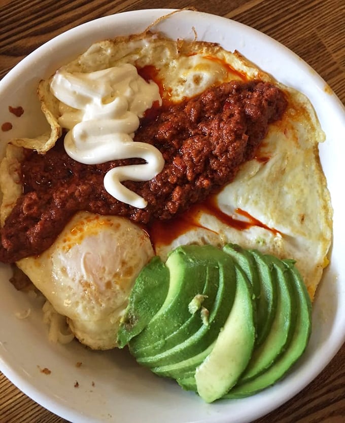 This chorizo bowl is what happens when breakfast decides to dress up for a special occasion – complete with avocado bow tie.