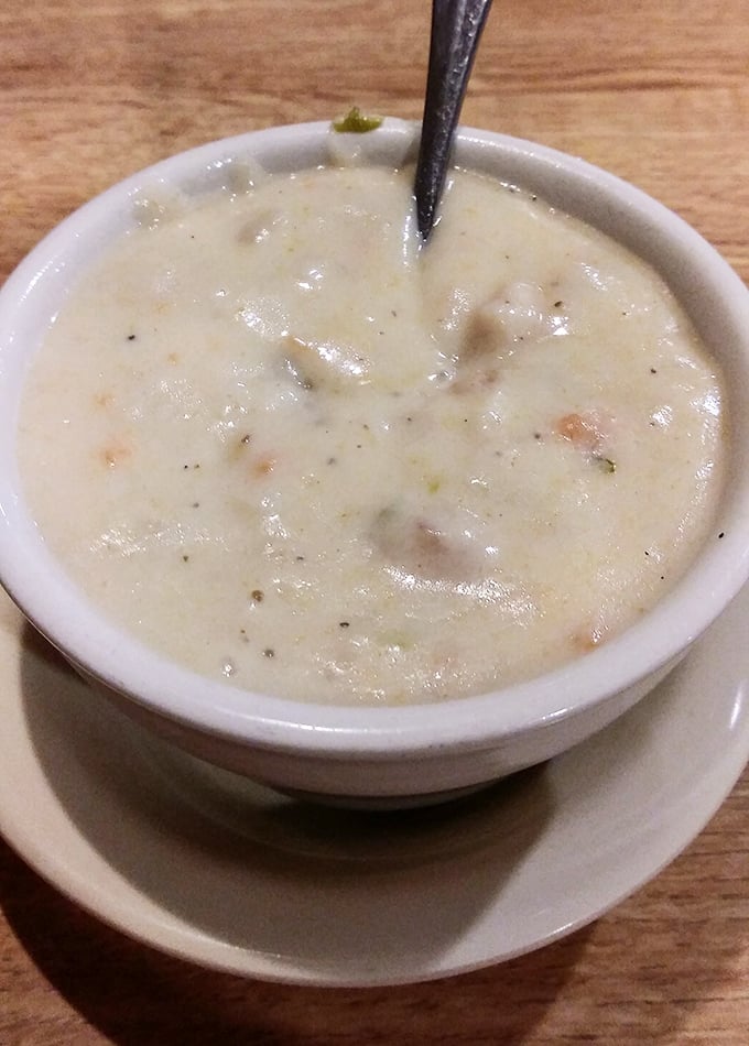 Clam chowder so hearty it could qualify as a main course. The kind of soup that makes you want to befriend a fisherman.