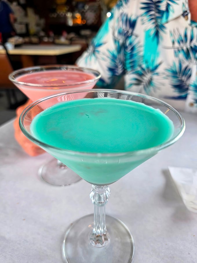 Tropical-hued cocktails that transport you to beachside bliss without leaving your suburban seafood sanctuary.