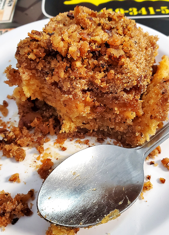 Coffee cake that doesn't apologize for being exactly what it is—sweet, crumbly, and absolutely worth the drive to Port Clinton.