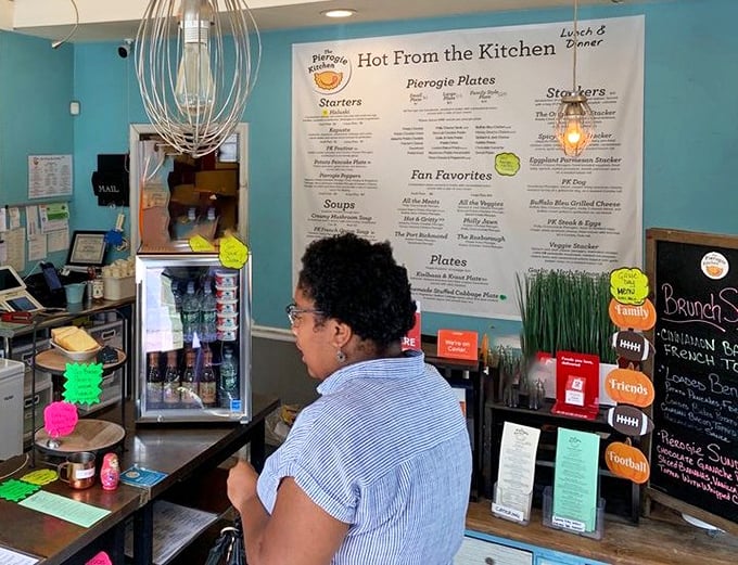 The ordering counter where pierogi dreams become reality, staffed by folks who understand the importance of comfort food.