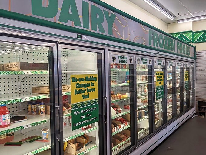The frozen food section might be small, but it's mighty—offering quick meals that leave both wallet and schedule intact.