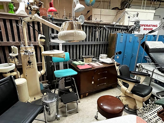 Dental chairs and medical equipment that somehow look more terrifying than they did in childhood memories. Novocaine not included!