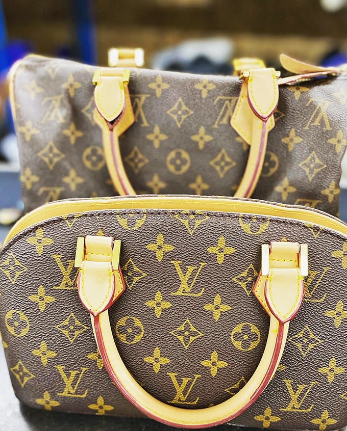 Designer dreams at down-to-earth prices. These Louis Vuitton bags represent the ultimate thrift store jackpot—luxury finds hiding among everyday treasures.