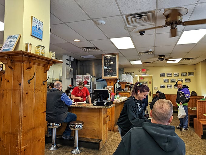 The bustling counter scene – where regulars and newcomers alike participate in the sacred ritual of Pittsburgh morning dining.
