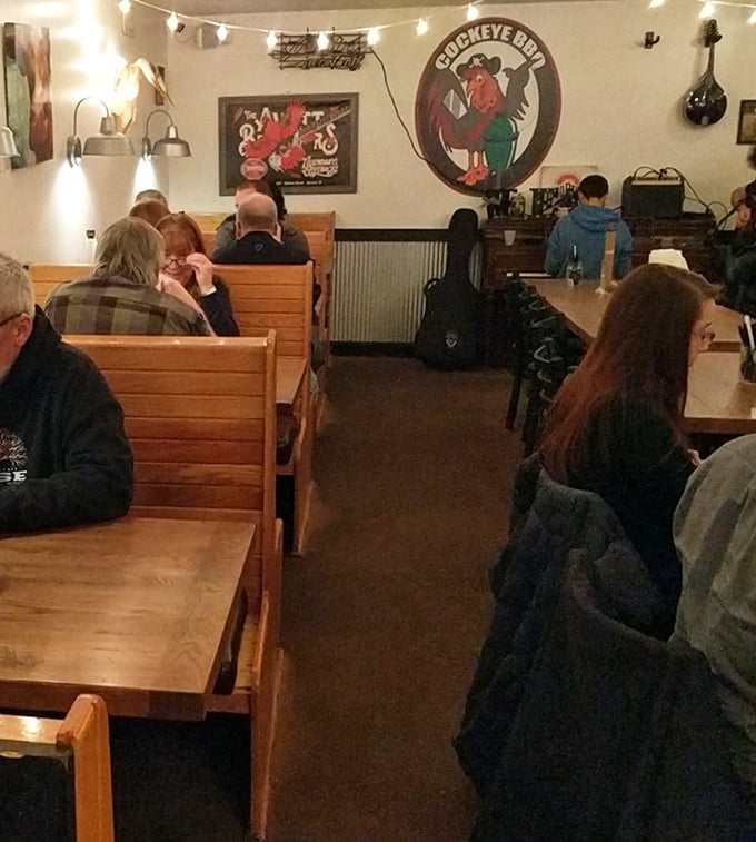 The universal language of barbecue brings people together. Notice the lack of conversation—everyone's too busy enjoying their food.