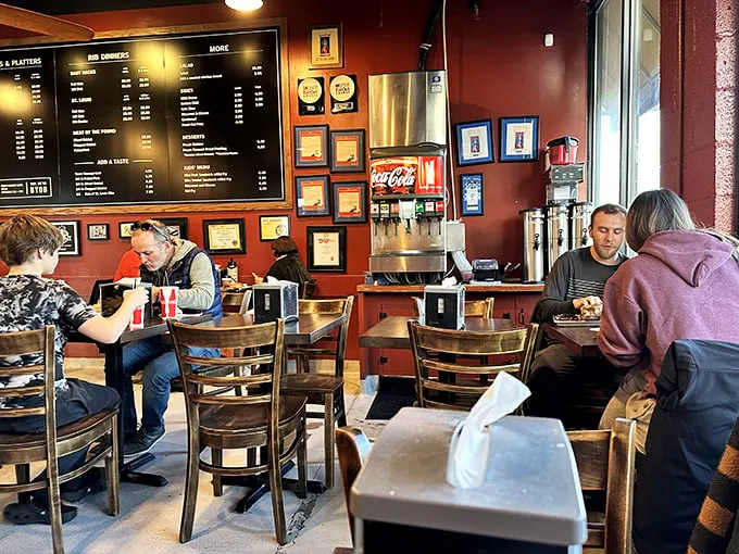 No phones necessary—these diners are experiencing the original social network: breaking bread together while breaking diet promises.