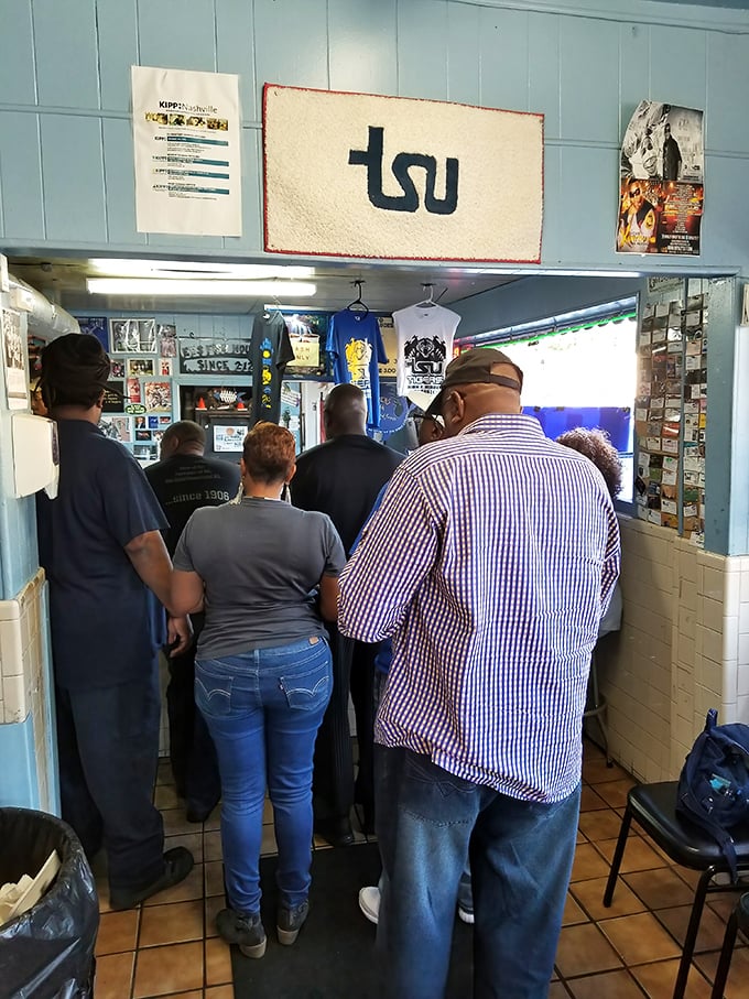 The line forms for a reason. These customers aren't here for the ambiance—they're here for a taste of authentic Nashville that tourist guides rarely mention.