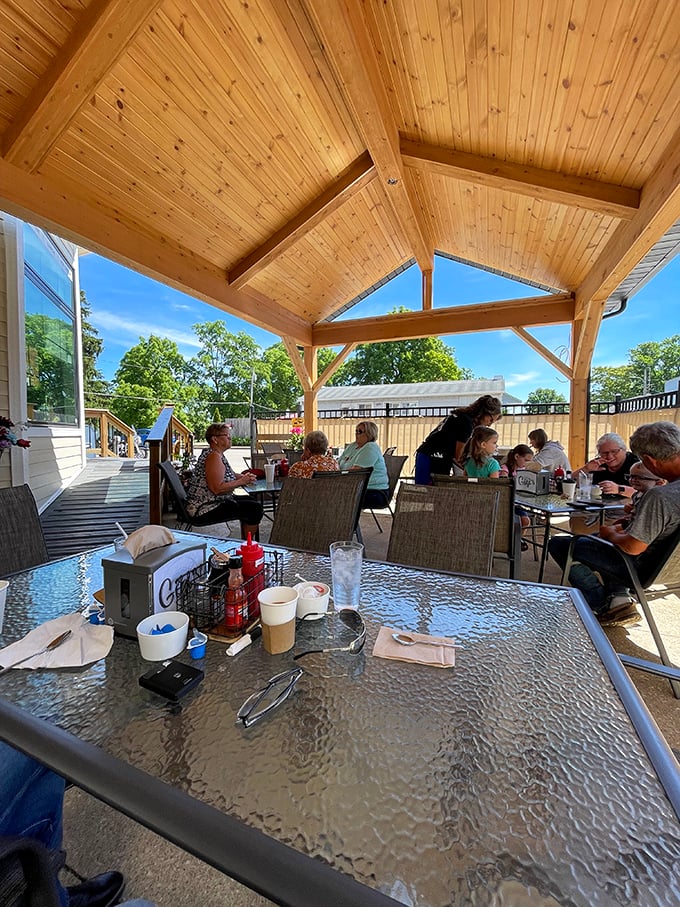 The covered patio at Gigi's offers al fresco dining with a side of small-town charm. Perfect for those "too nice to eat inside" Ohio summer mornings.